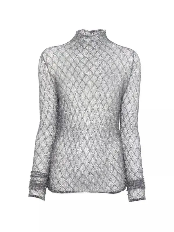 Marie Adam-Leenaerdt Diamond-mesh High-neck Top - Grey