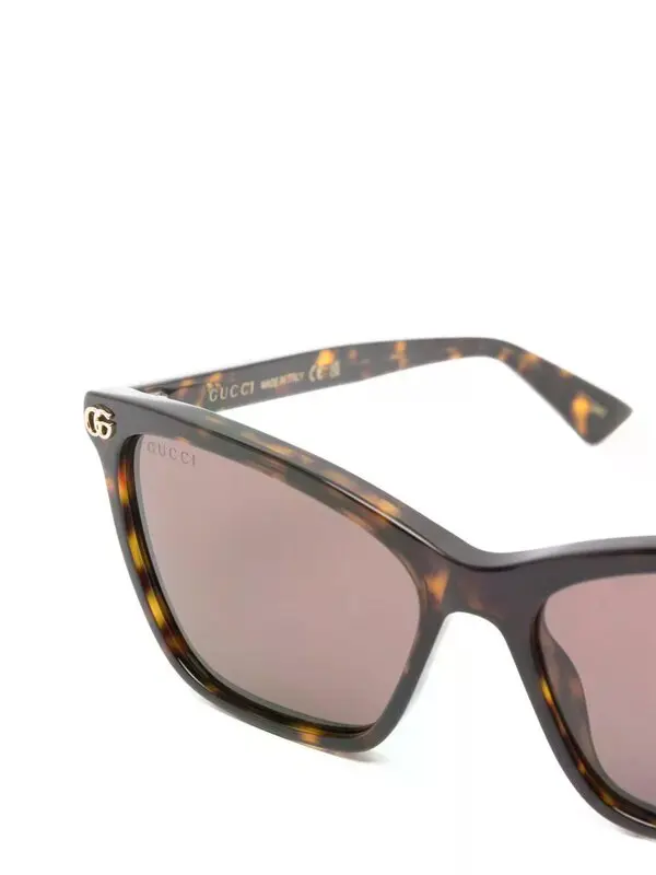 Gucci Double-g Tortoiseshell Effect Cat Eye Sunglasses