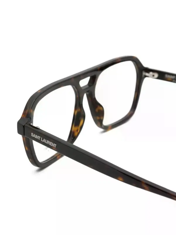 Saint Laurent Pilot-frame Glasses - Brown