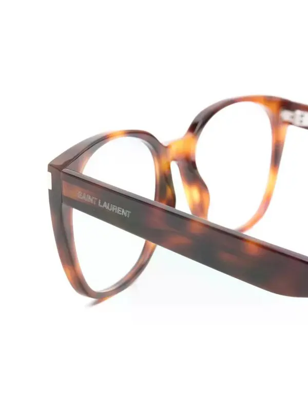Saint Laurent Tortoiseshell-effect Round-frame Glasses - Brown