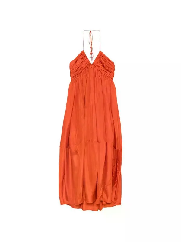 Zimmermann Mahon Ruched Halterneck Maxi Dress - Orange