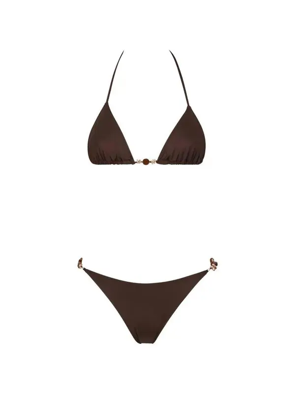Anjuna Embellished Triangle Bikini - Brown