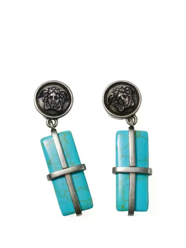 Versace Medusa Aura Drop Earrings - Silver