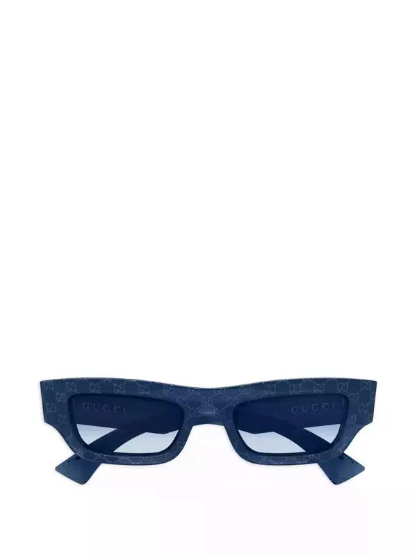 Gucci Gg Monogram Rectangle-frame Sunglasses - Blue