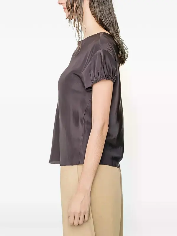 SUSANNE BOMMER Gathered-sleeve Silk T-shirt