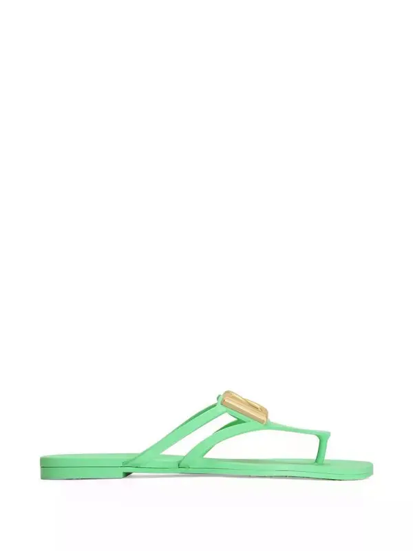 Dolce & Gabbana Rubber Flip Flops With Dg Logo Detailing - Green