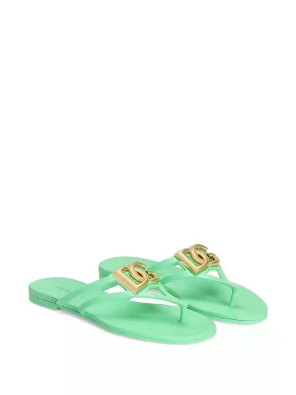 Dolce & Gabbana Rubber Flip Flops With Dg Logo Detailing - Green