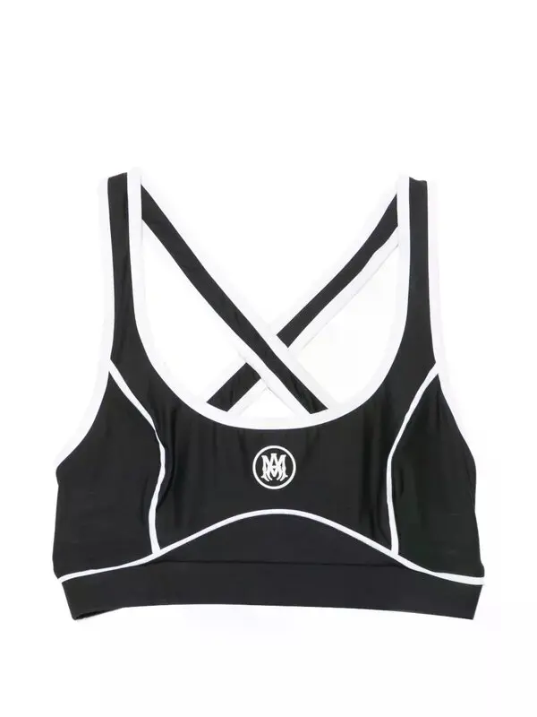Amiri Logo-print Crossover-strap Sports Bra - Black