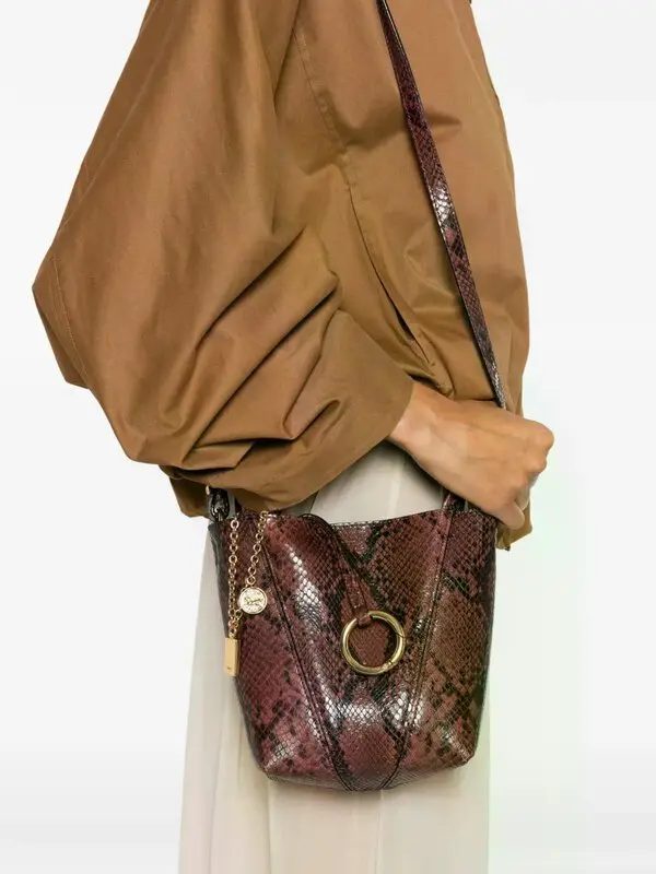 Chloé Spin Snakeskin-effect Bucket Bag - Brown
