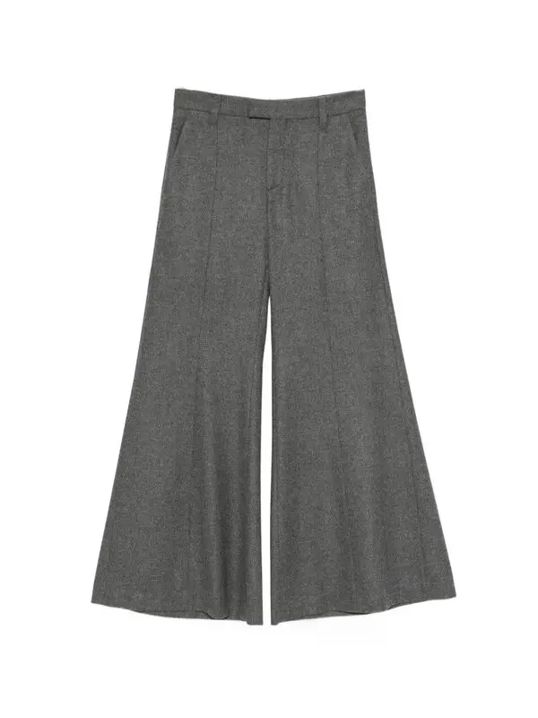 Brunello Cucinelli Pressed Crease Wide-leg Wool Trousers - Grey