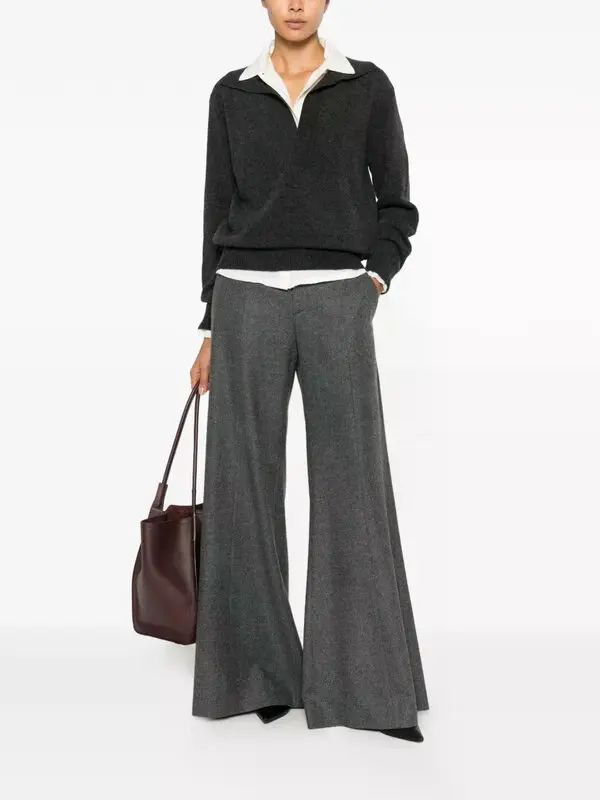 Brunello Cucinelli Pressed Crease Wide-leg Wool Trousers