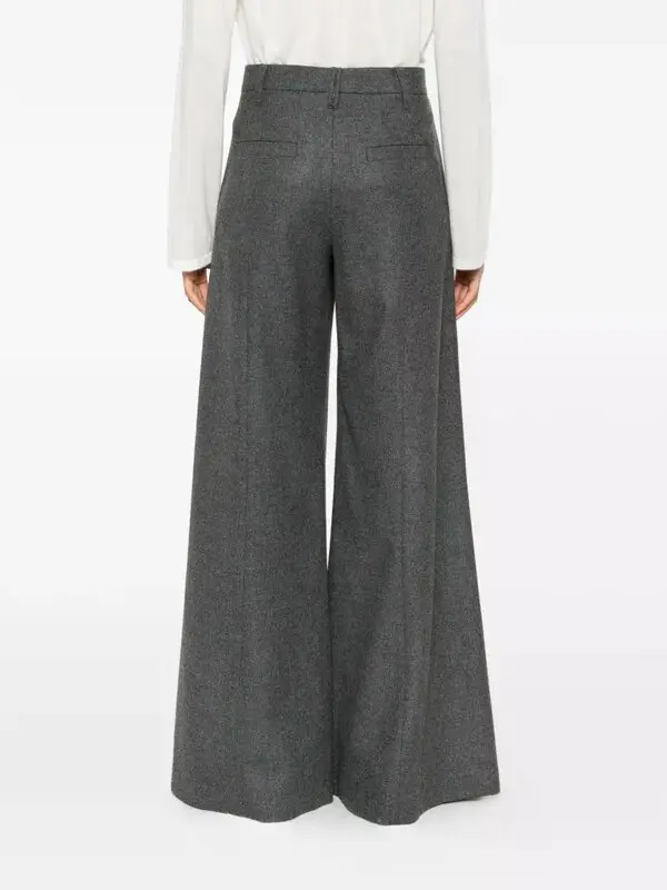 Brunello Cucinelli Pressed Crease Wide-leg Wool Trousers