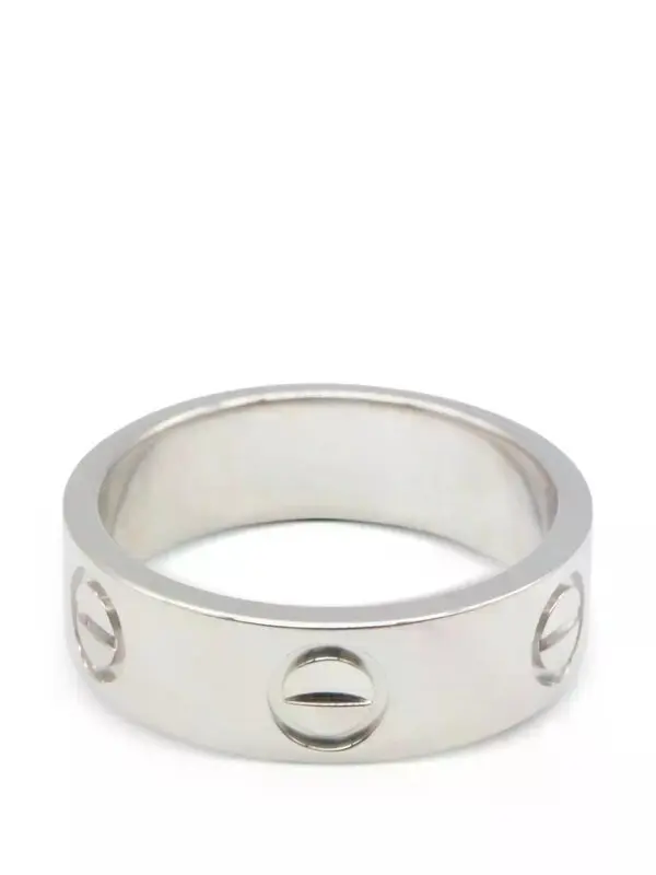 Cartier 18k White Gold Love Motif Band Ring - Silver