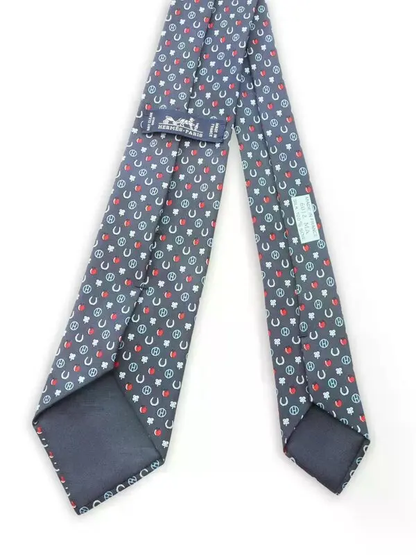 Hermès Patterned Silk Tie - Blue