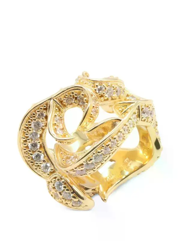 Bottega Veneta Sculptural Cz Sterling Silver Ring