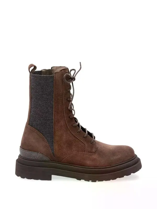 Brunello Cucinelli Lace-up Leather Ankle Boots