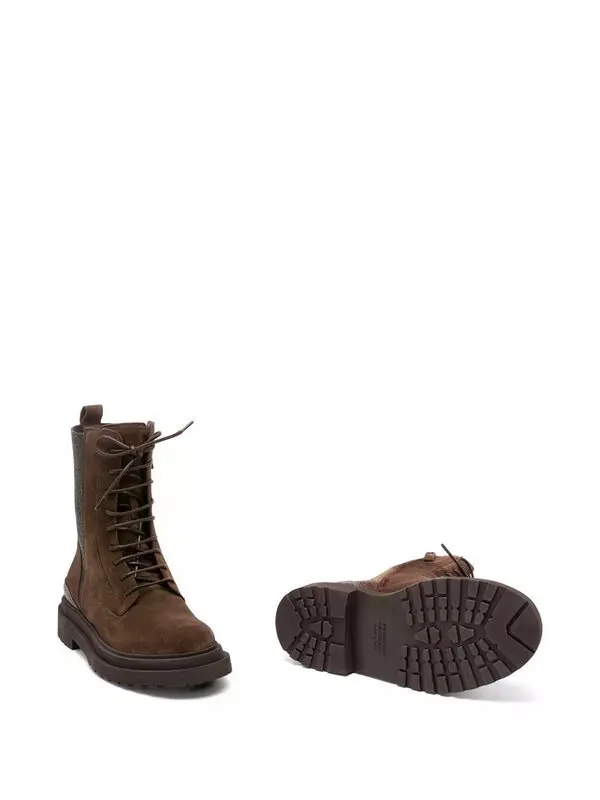Brunello Cucinelli Lace-up Leather Ankle Boots
