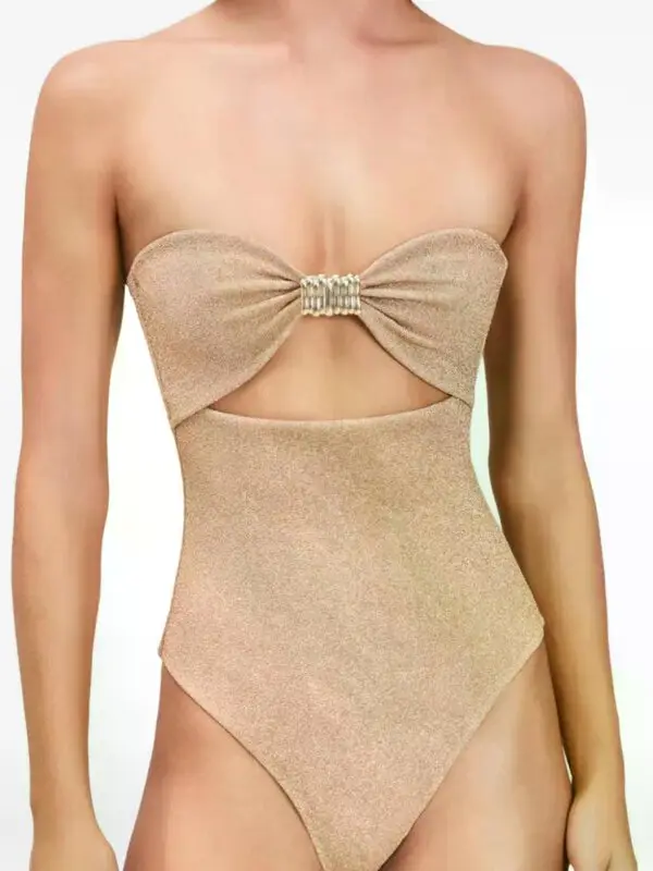 DEVON Izzie Cut-out Metallic Swimsuit - Neutrals