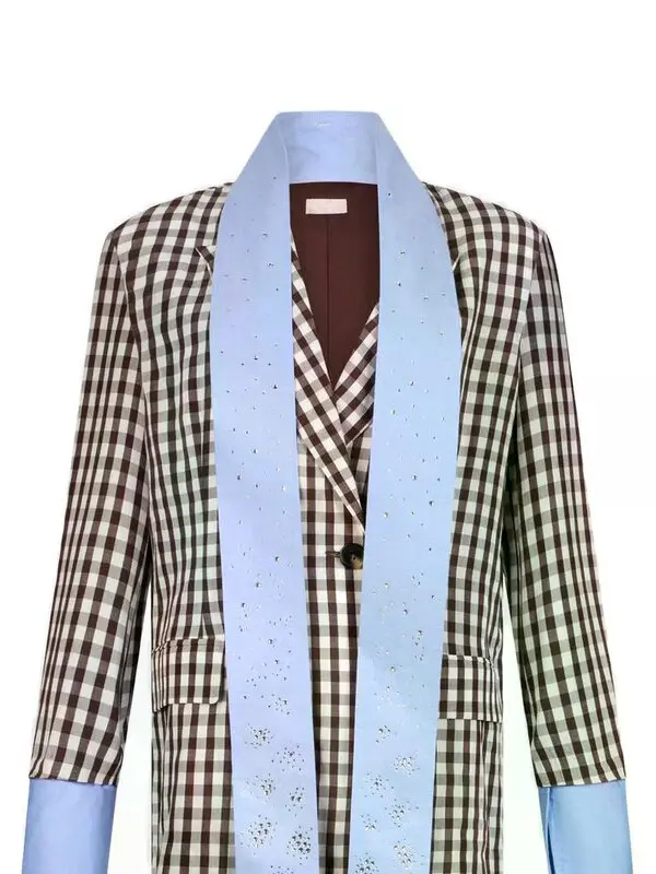 Liu Jo Double-breasted Gingham Check Blazer
