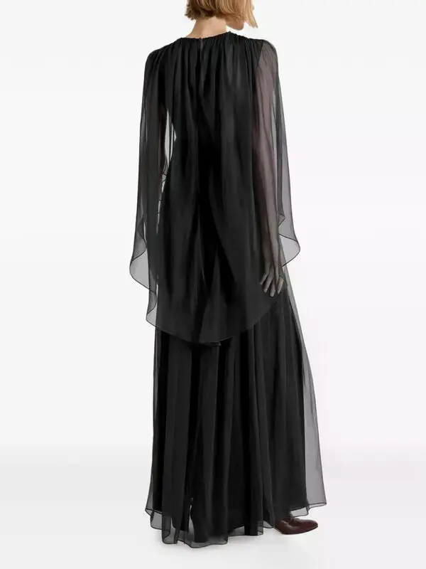 Alberta Ferretti Silk V-neck Gown - Black