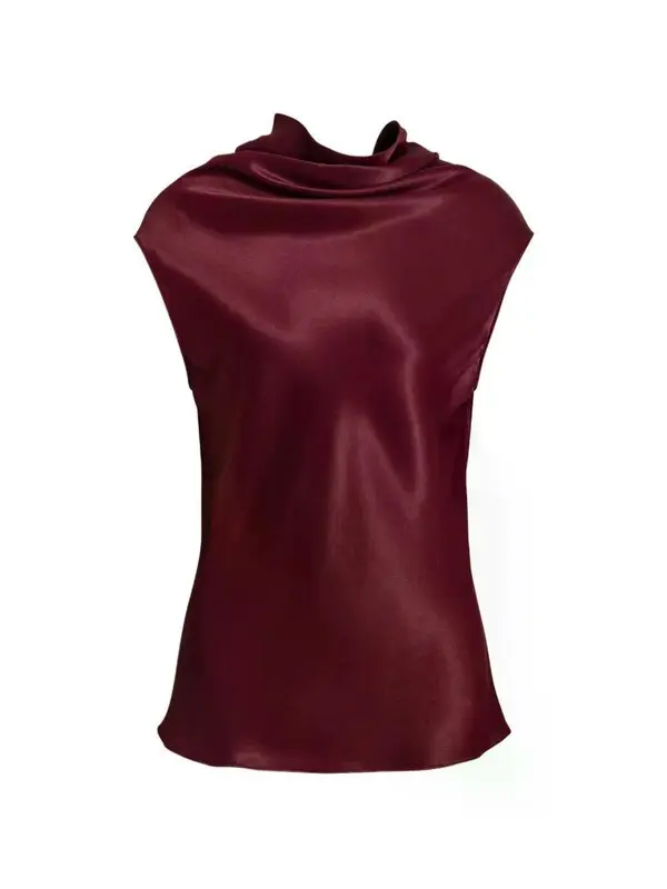 Alberta Ferretti Cowl Neck Sleeveless Blouse - Red