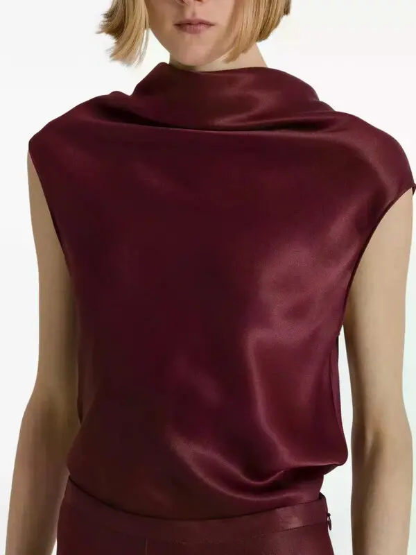 Alberta Ferretti Cowl Neck Sleeveless Blouse - Red