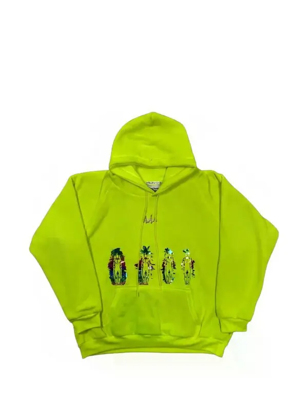 ADVISORY BOARD CRYSTALS Graphic Print Drawstring Hoodie - Green
