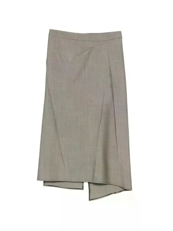 Victoria Beckham Pressed Tailored Wool Midi Skirt - Grey
