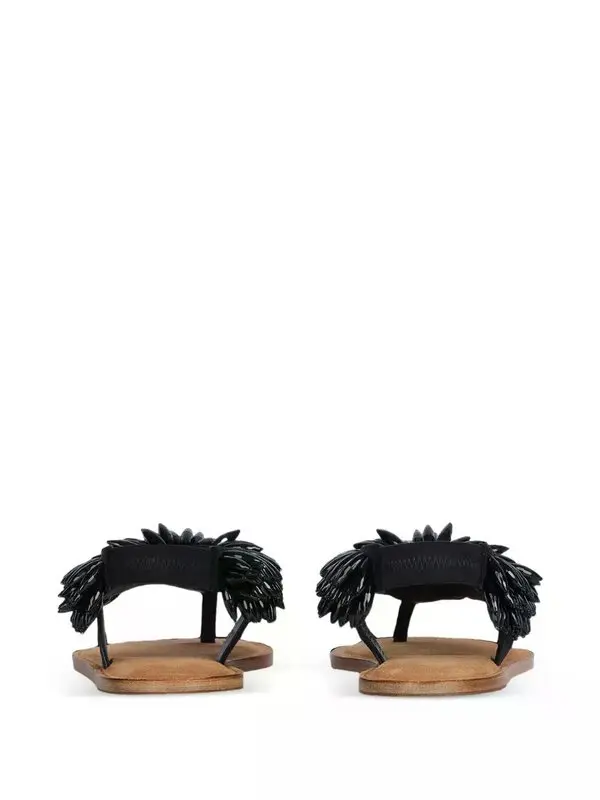 Balmain Suede And Bead Embellished Flat Sandals