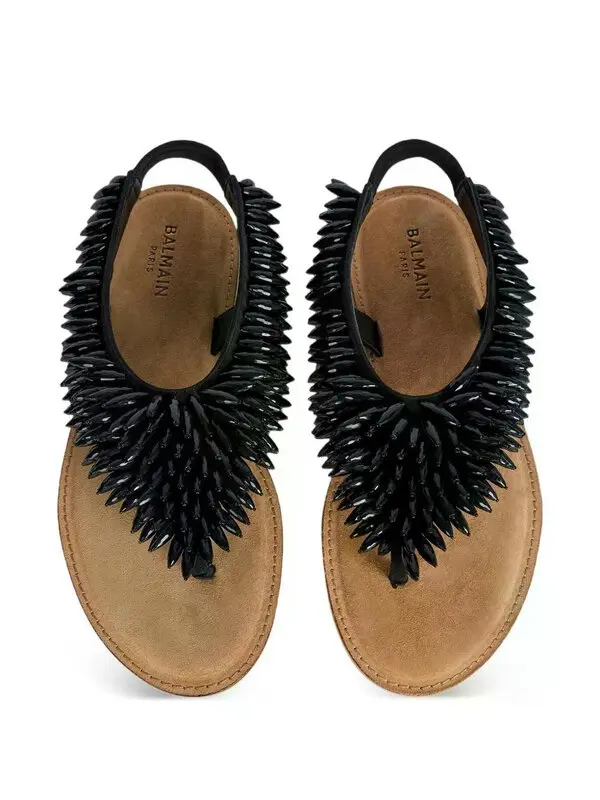 Balmain Suede And Bead Embellished Flat Sandals