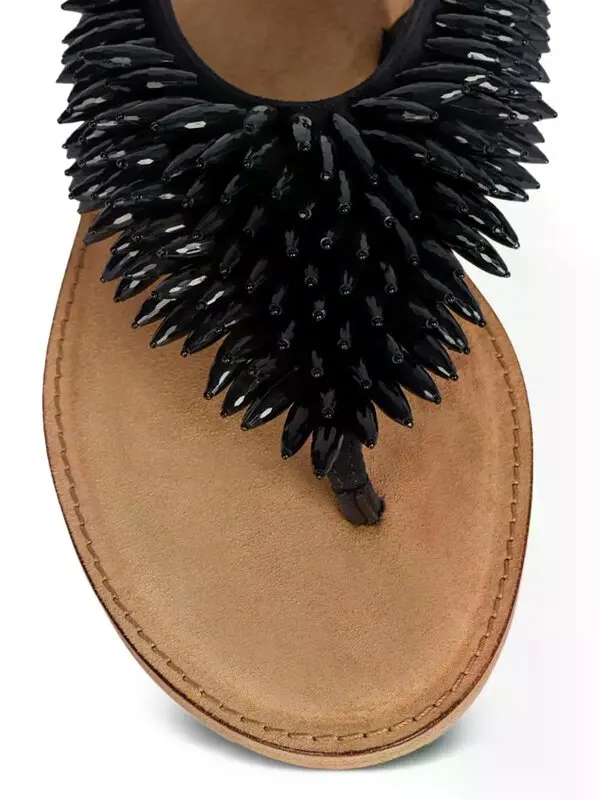 Balmain Suede And Bead Embellished Flat Sandals