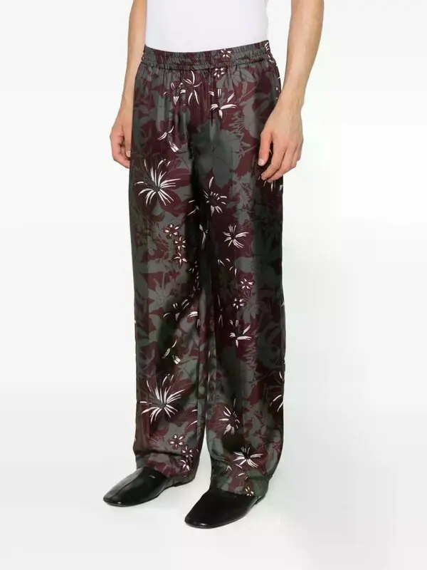 Gucci Floral Print Silk Trousers