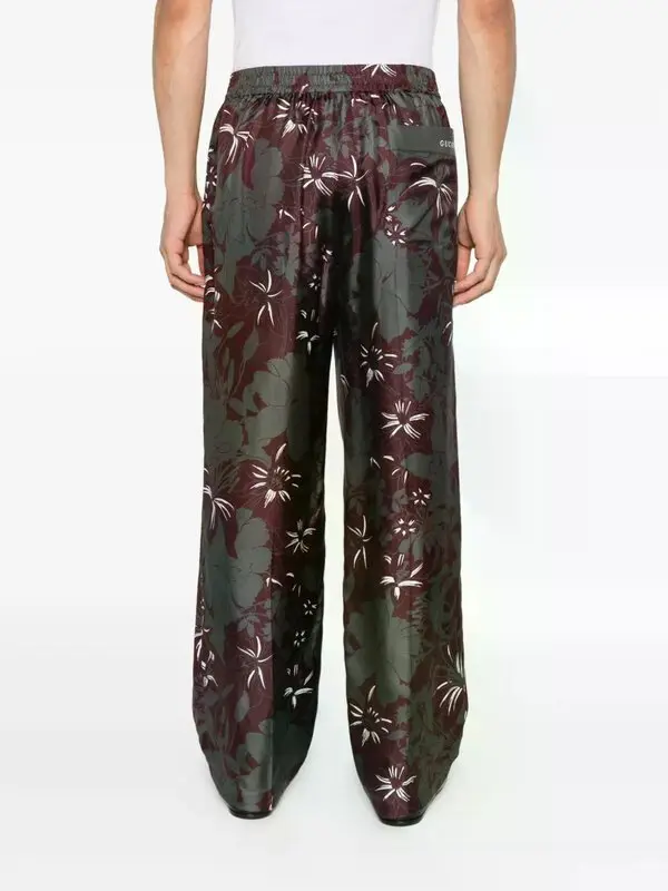 Gucci Floral Print Silk Trousers