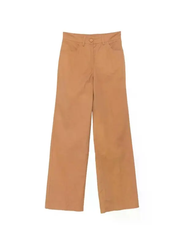 Momoni Olivina Wide-leg Tailored Cotton Trousers - Brown