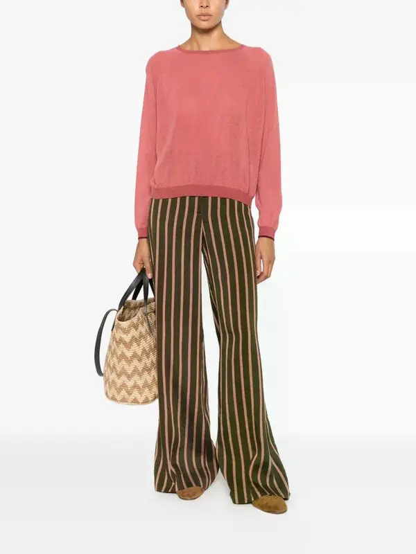 Momoni Vertical Stripe Wide-leg Linen Trousers