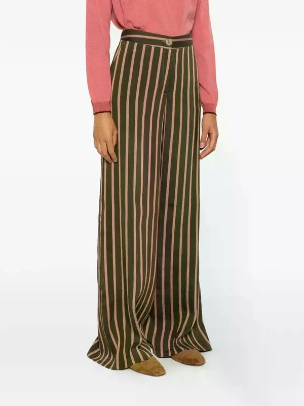 Momoni Vertical Stripe Wide-leg Linen Trousers
