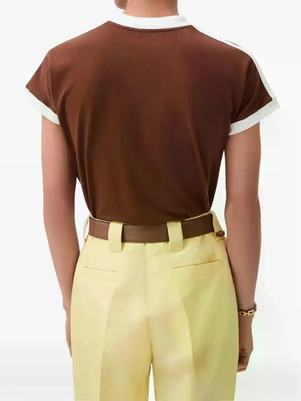 Versace Embroidered-logo Stretch Cotton-jersey Slim T-shirt - Brown