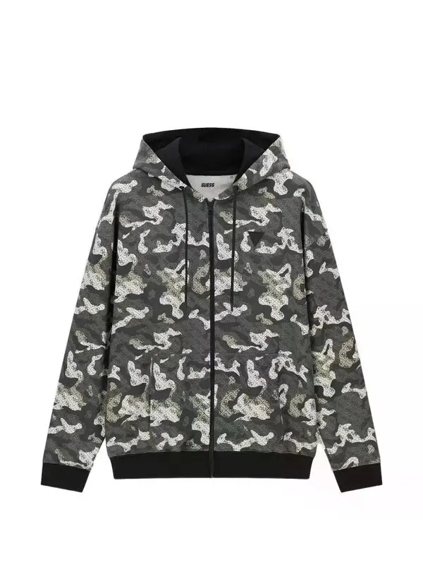 Guess Camouflage Print Hoodie - Grey