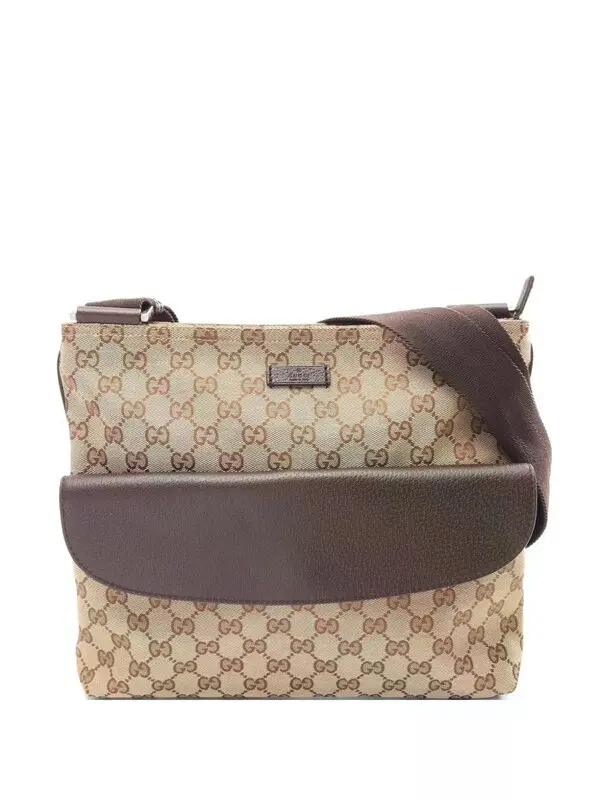 Gucci Gg Monogram Shoulder Bag - Brown