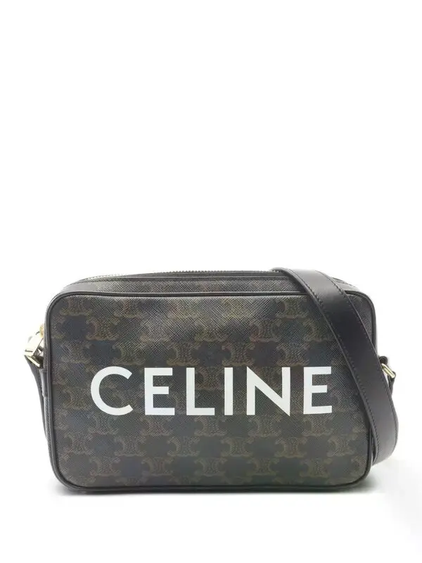 Celine Triomphe Logo Messenger Bag - Black