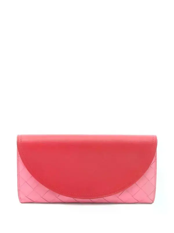 Bottega Veneta 2010s Intrecciato Bi-fold Long Wallet - Red
