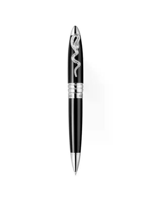 Roberto Cavalli Snake-embellished Logo-engraved Pen - Black