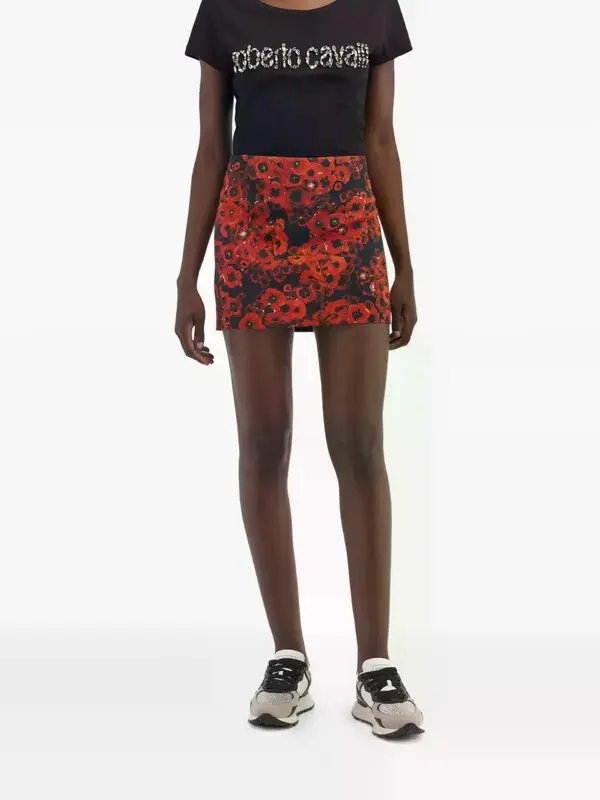 Roberto Cavalli Floral Print Zip-fastening Mini Skirt