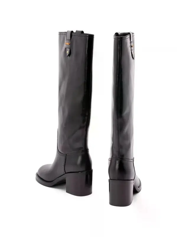 TWINSET Logo Plaque Block Heel Boots - Black