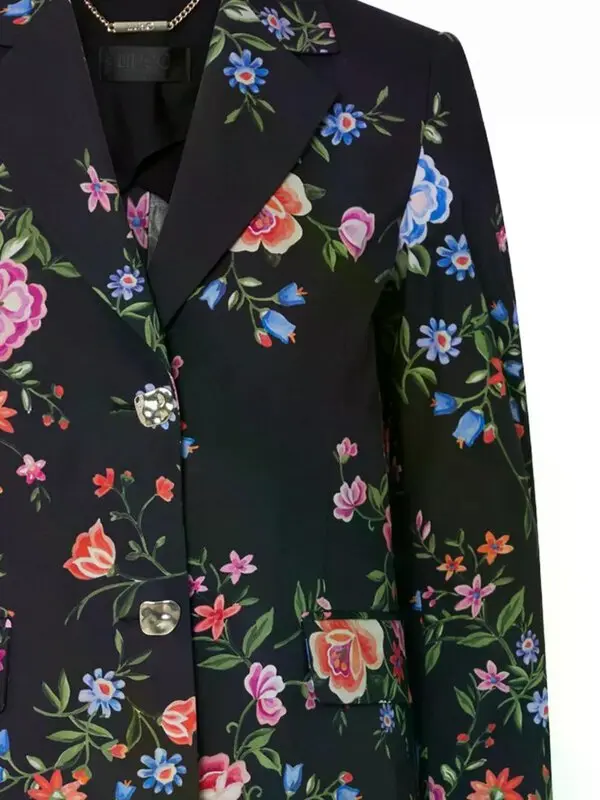 Liu Jo Floral-print Hammered-button Blazer