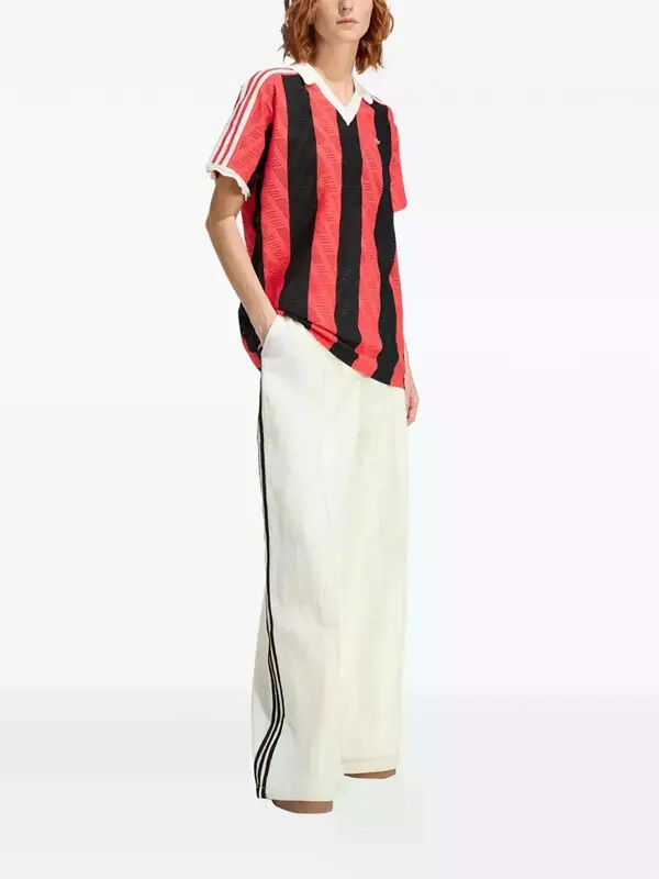 Adidas Striped Short-sleeve Polo Shirt - Red