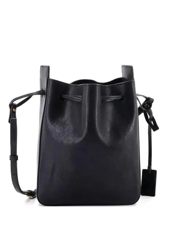 Saint Laurent Convertible Leather Bucket Bag - Black