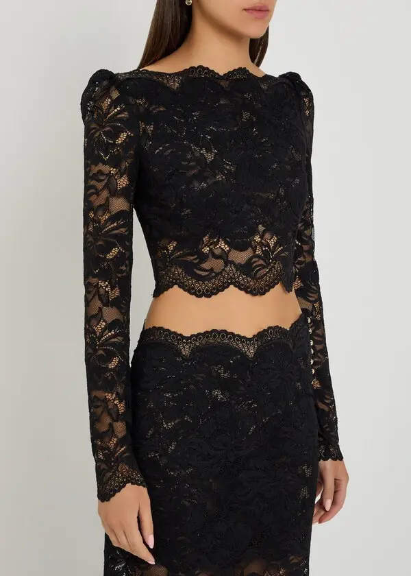 Rabanne Off-the-shoulder Lace Crop Top
