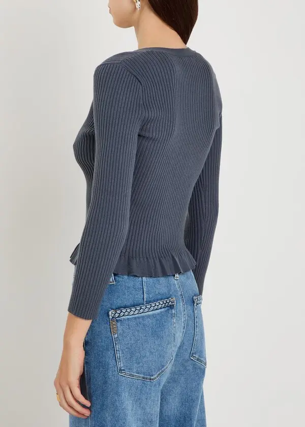 Paige Royce Frill Cardigan - Navy