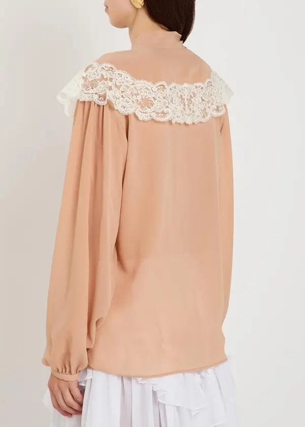 Chloé Lace-trim Silk-georgette Blouse